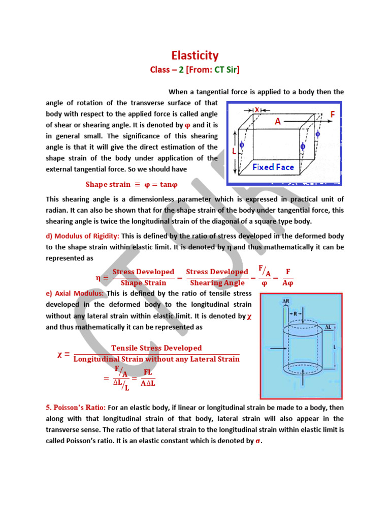 Elasticity (Class-2) (Eng) | PDF | Young's Modulus | Elasticity (Physics)