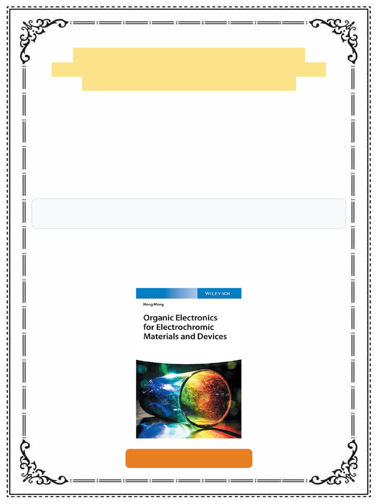 Organic Electronics For Electrochromic Materials and Devices 1st ...