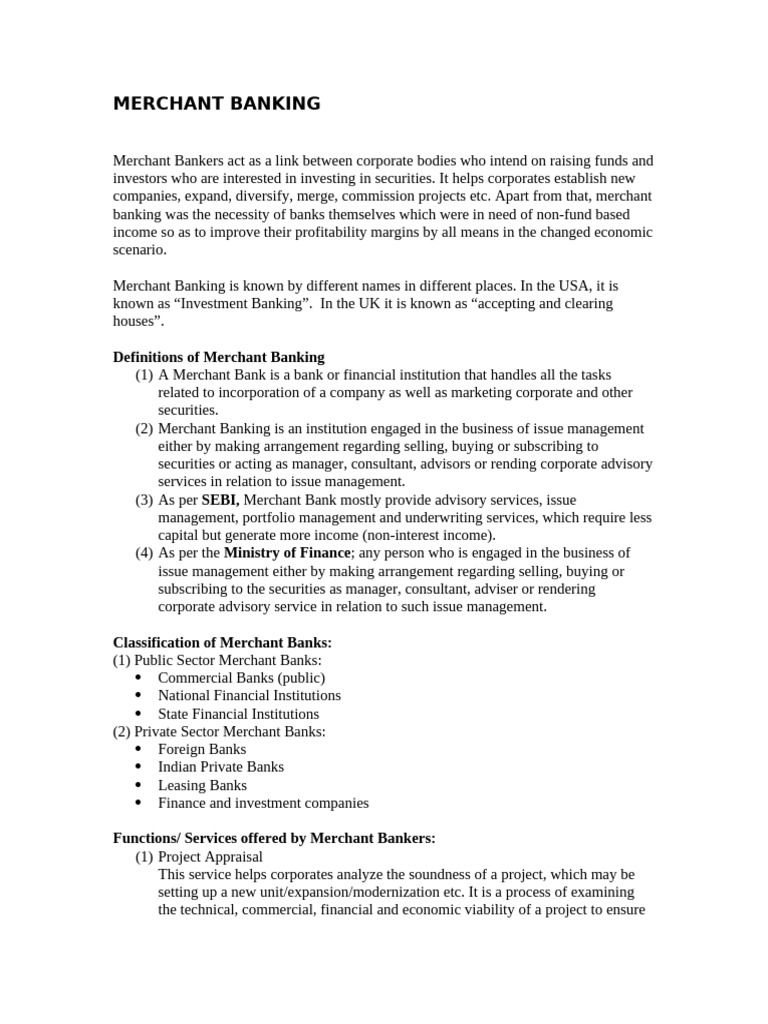 Merchant Banking | PDF | Initial Public Offering | Securities (Finance)
