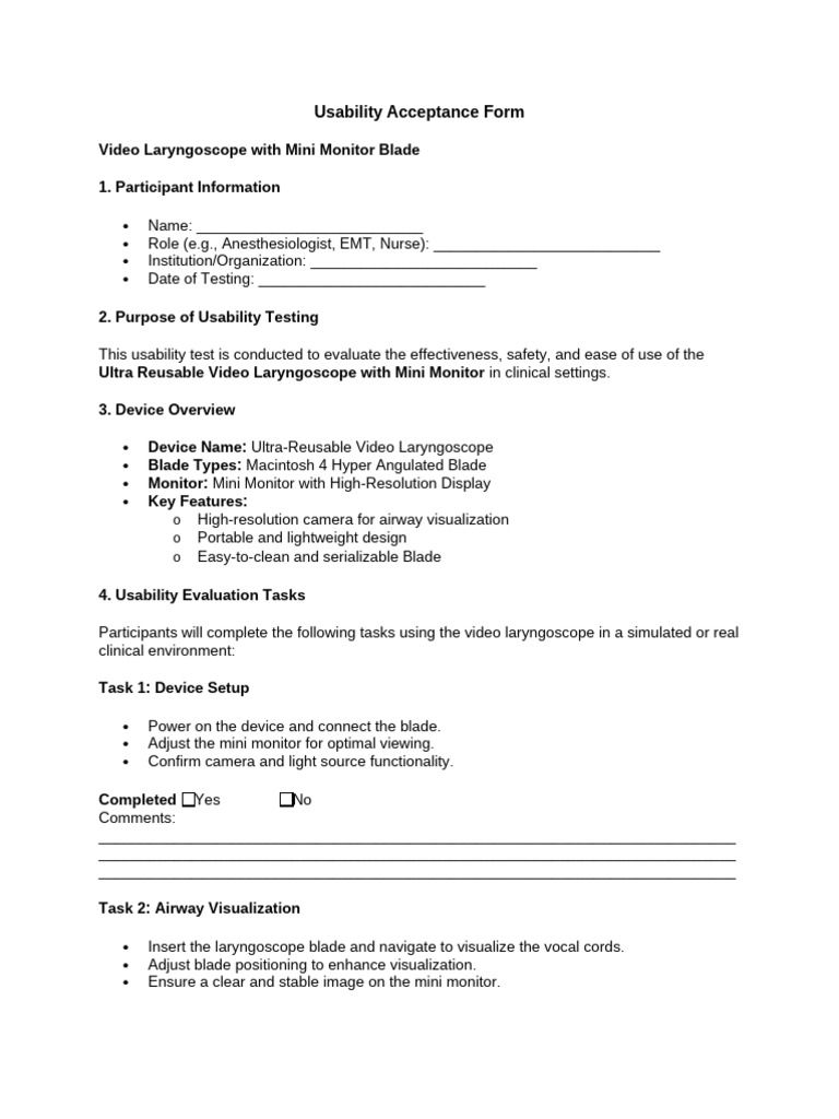 Usability Acceptance Form | PDF | Usability | Medicine