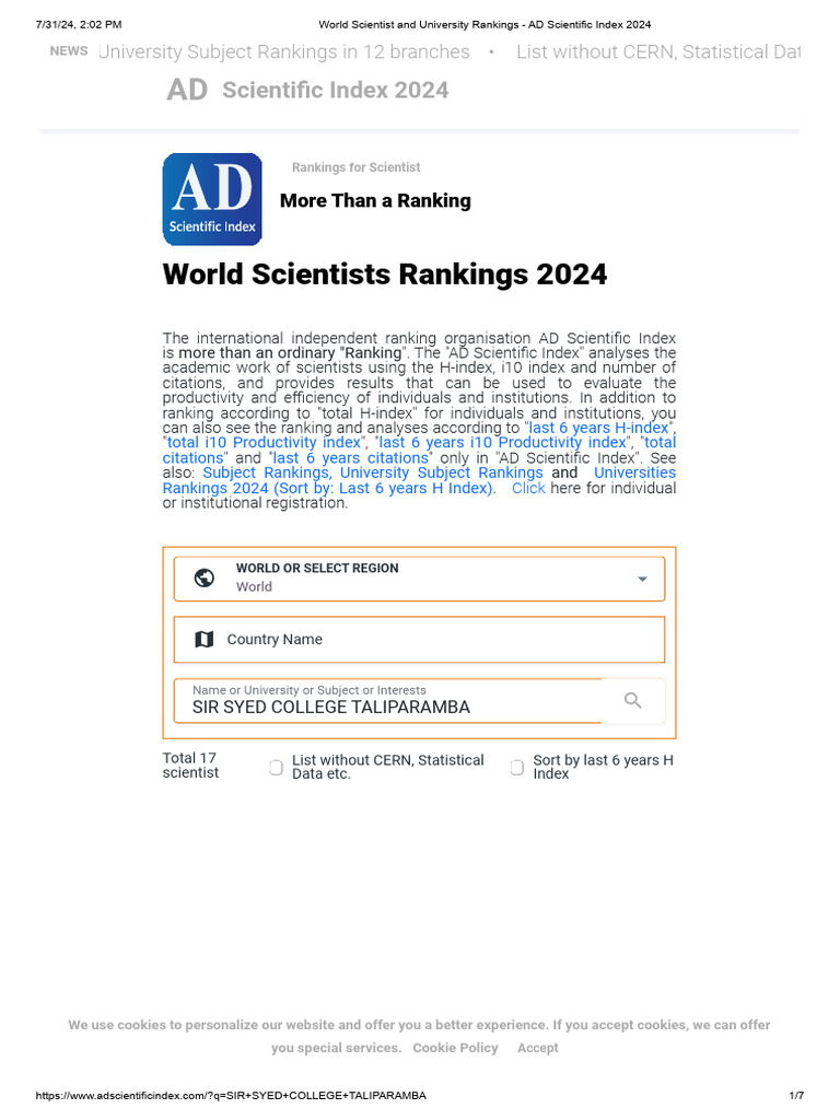 World Scientist Rankings 2024 Overview | PDF | Forestry | Science