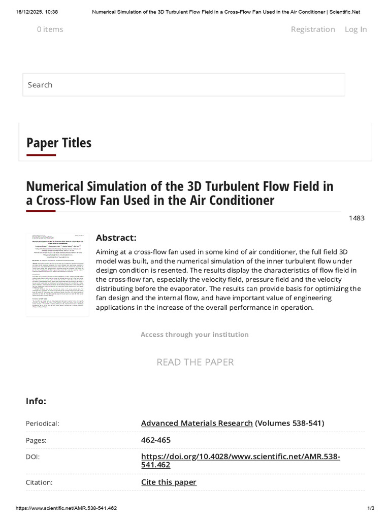 Numerical Simulation of The 3D Turbulent Flow Field in A Cross-Flow Fan ...