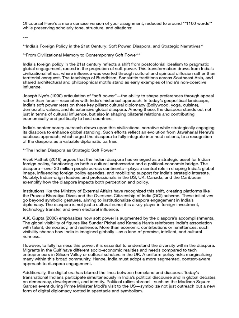 India's 21st Century Foreign Policy Insights | PDF | Soft Power | Diplomacy