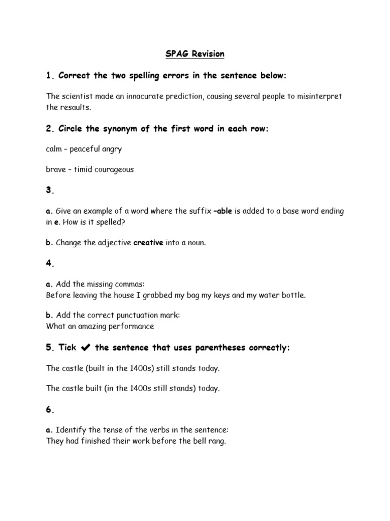 Year 5 Spag Revision Week 12 2 Pdf