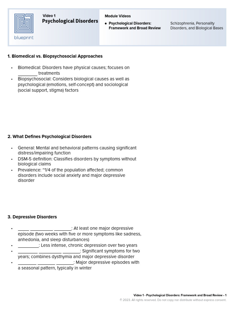 Psychological Disorders | PDF | Mental Disorder | Major Depressive Disorder