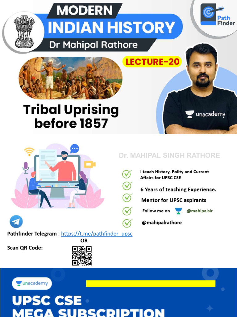 L20 Tribal Revolts Before 1857 Santhal Revolt Bhil Uprising Kol | PDF ...