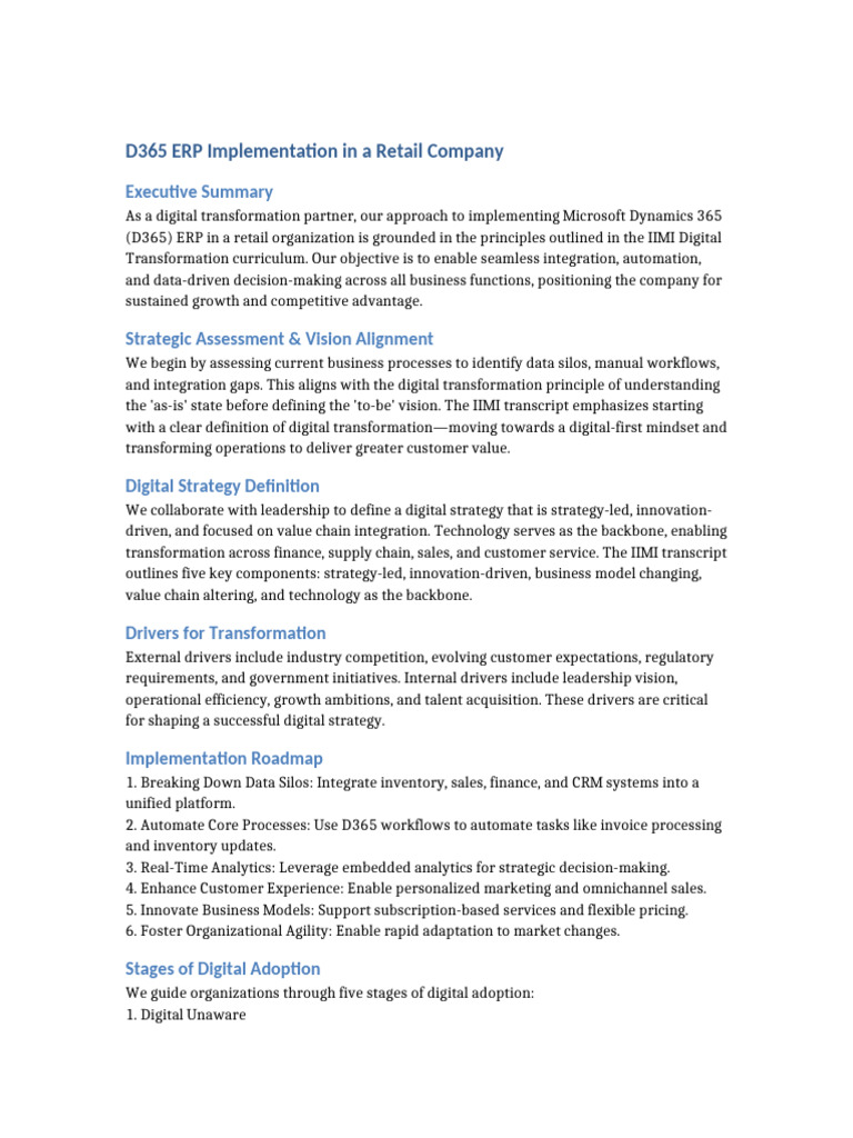 D365 ERP Implementation Retail | PDF | Enterprise Resource Planning ...