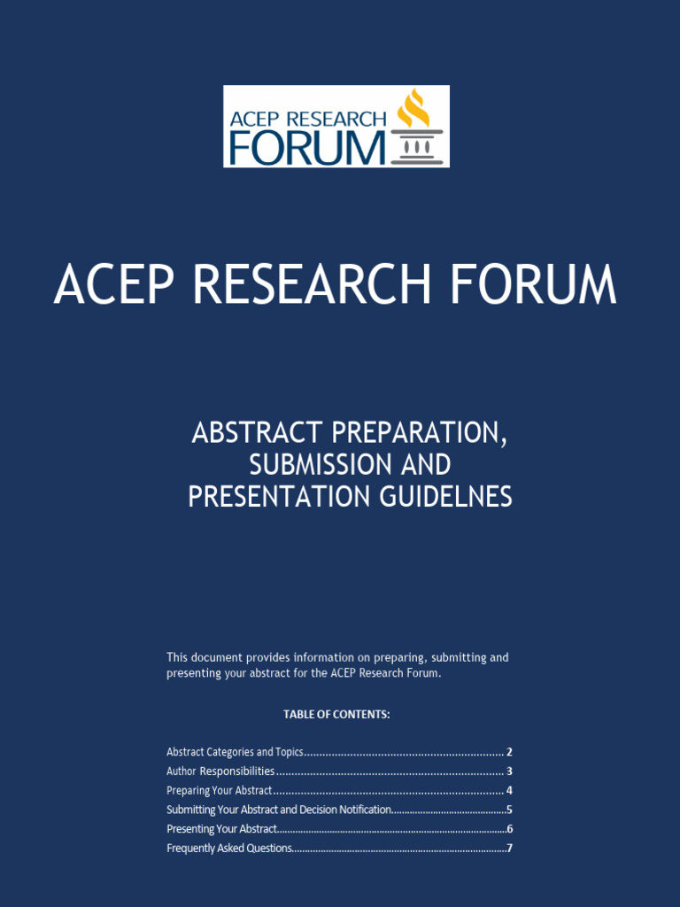 ACEP Research Forum Abstract Guidelines | PDF | Abstract (Summary ...