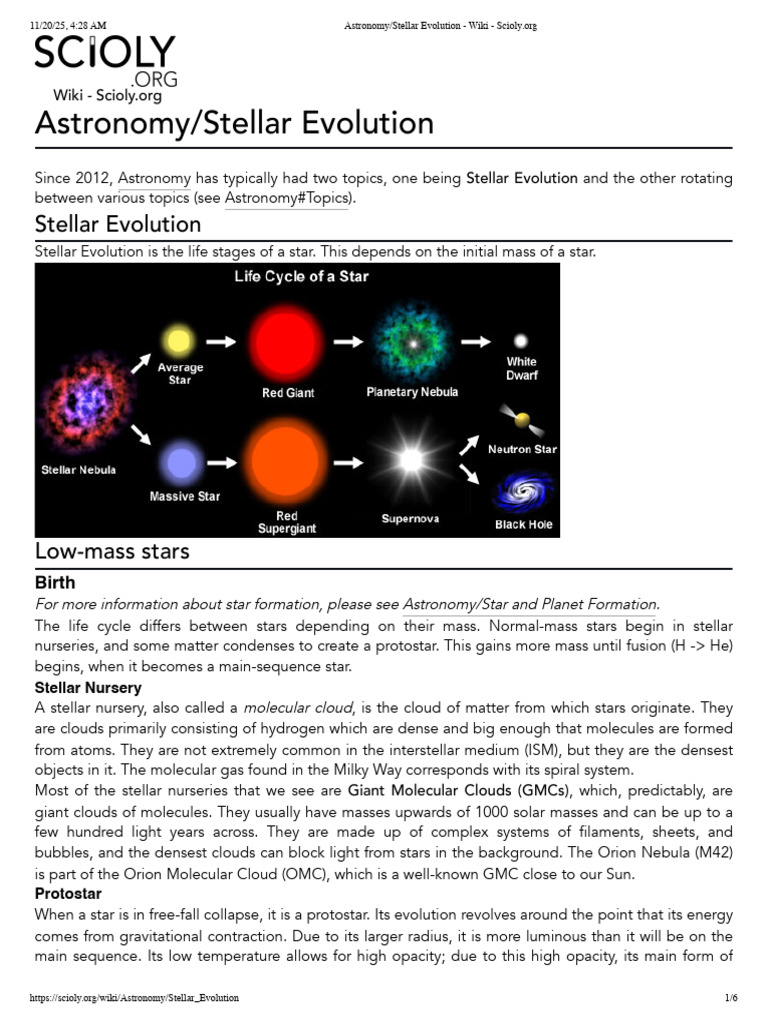 Stellar Evolution: Life Cycle of Stars | PDF | Stars | Star Formation