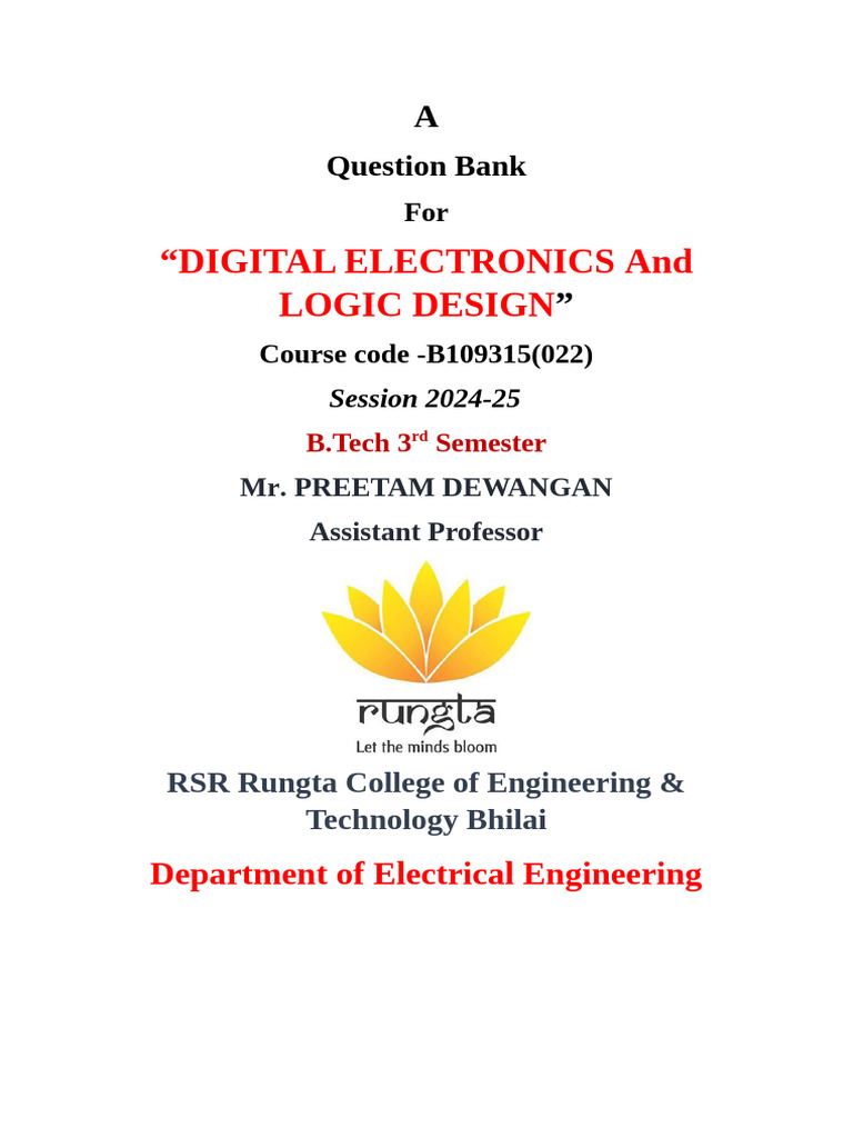 DELD All Units Question Bank | PDF | Logic Gate | Vhdl