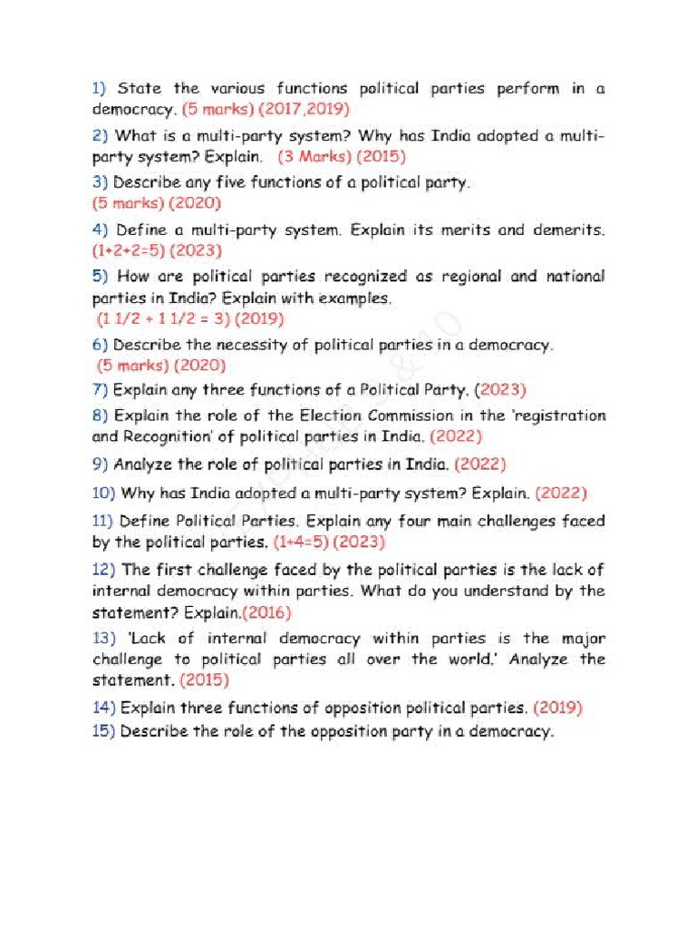 Civics Important Question | PDF