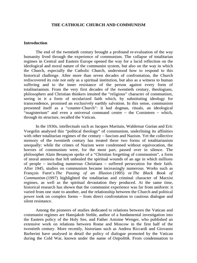 Catholic Church's Response to Communism | PDF | Pope Pius Xii ...