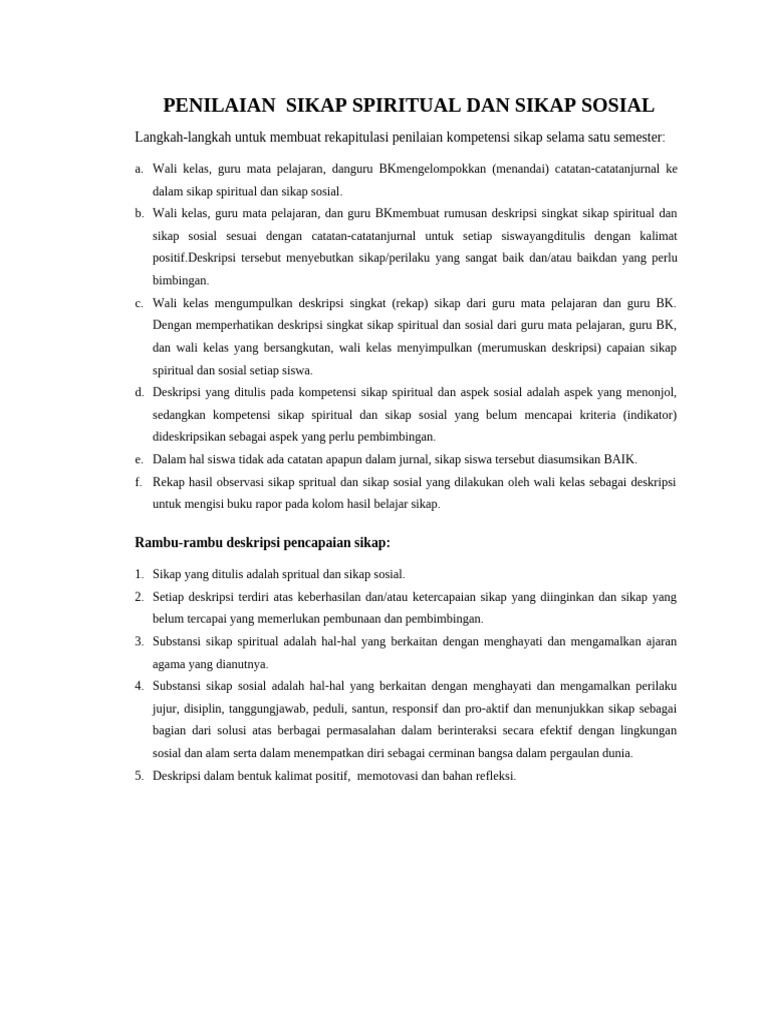 Penilaian Sikap Spiritual Dan Sikap Sosial | PDF