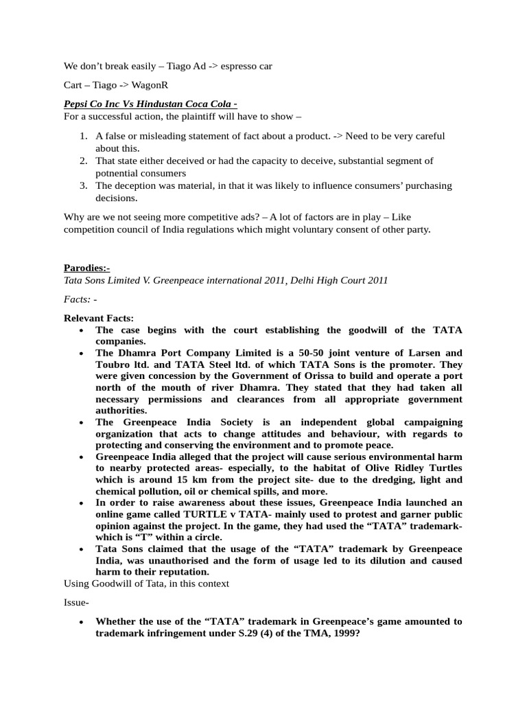IPR Class Notes From April 2024 | PDF | Trademark | Trademark Infringement