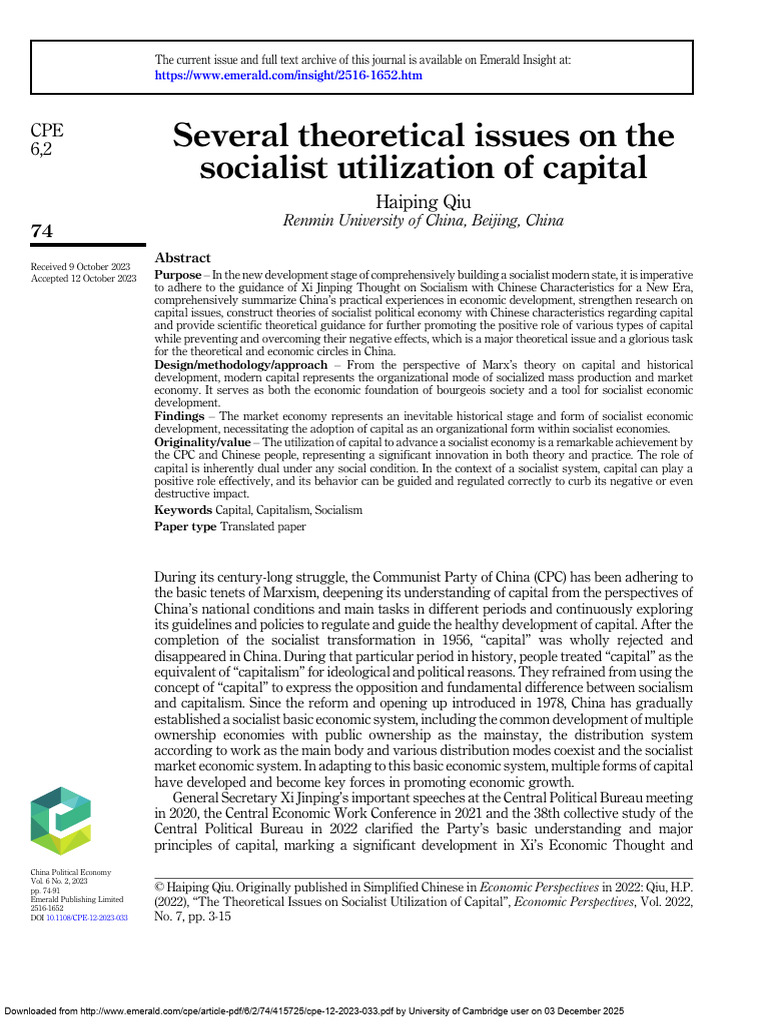 Socialist Capital Utilization Theories | PDF | Capitalism | Value ...