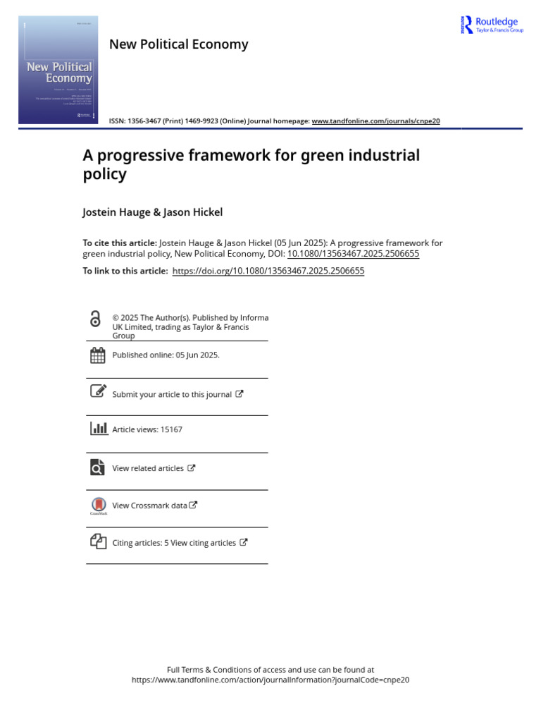A Progressive Framework For Green Industrial Policy | PDF | Green ...