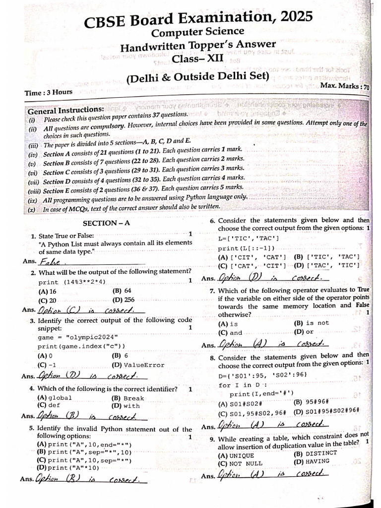 Class XII Sample Paper | PDF