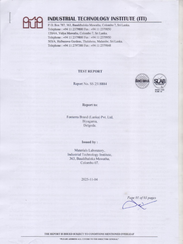 Iti Gsm Test Report 450gsm | PDF