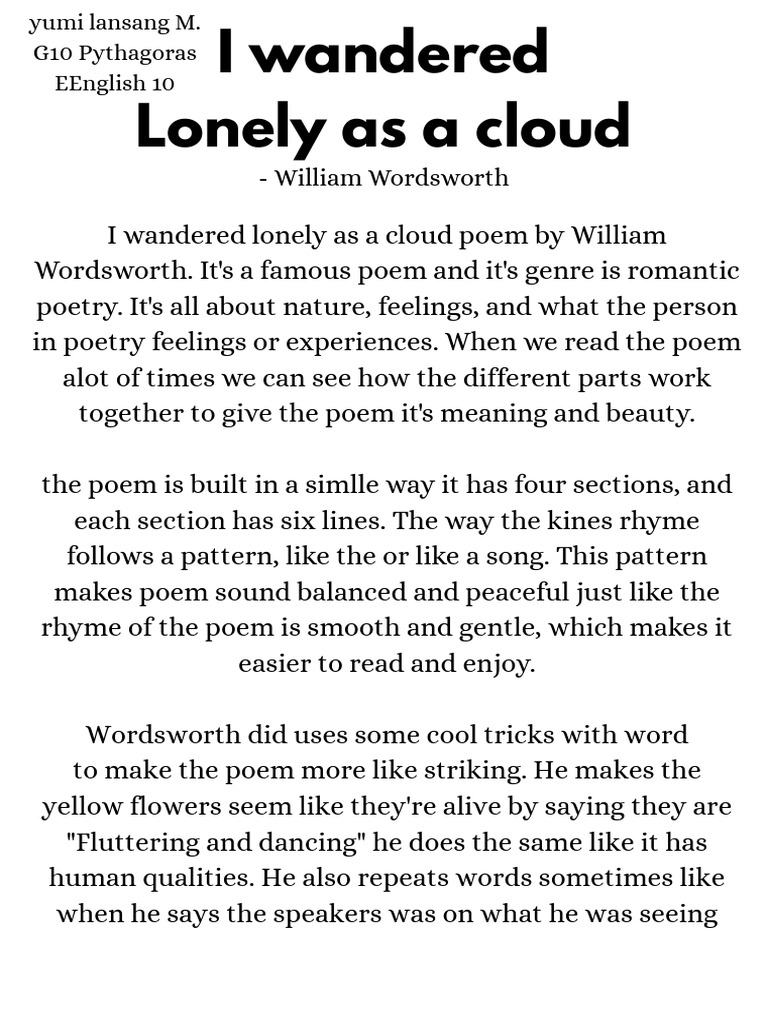 I Wandered Lonely As A Cloud - 20251123 - 133415 - 0000 | PDF