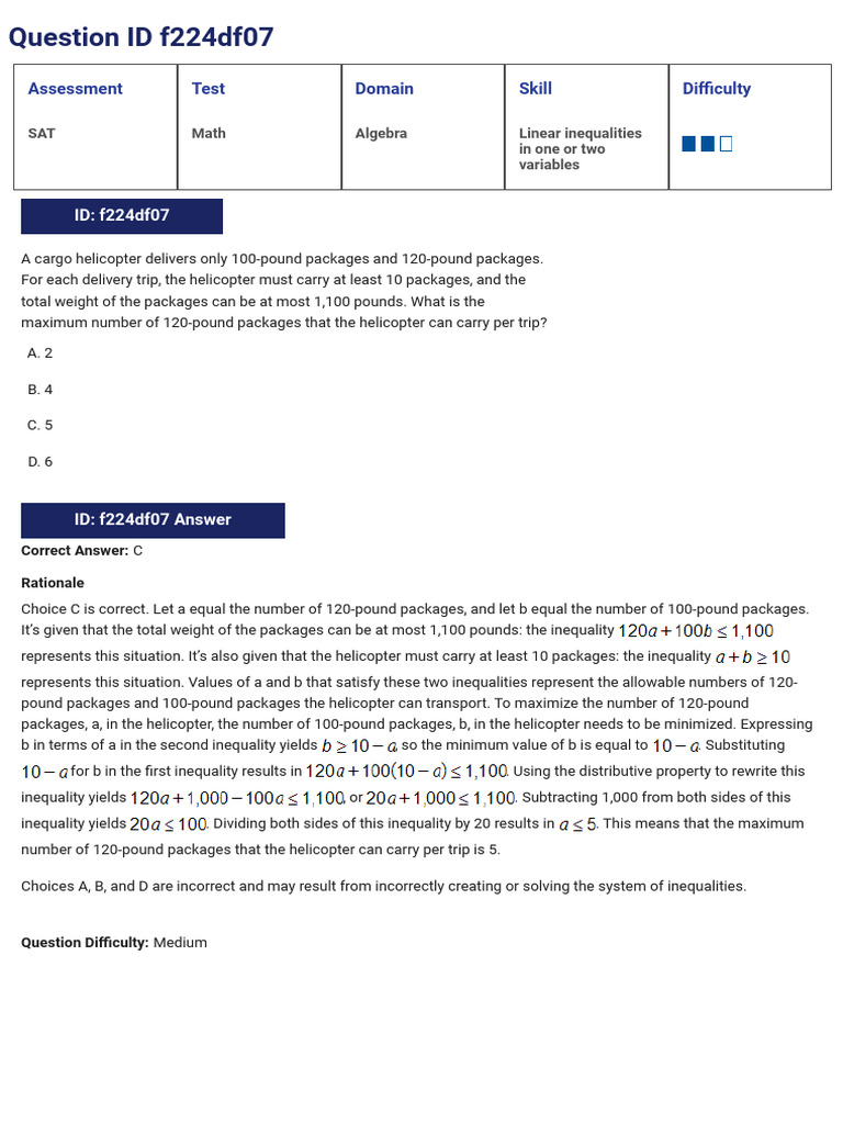SAT Suite Question Bank - Results (23) | PDF | Sat | Inequality ...
