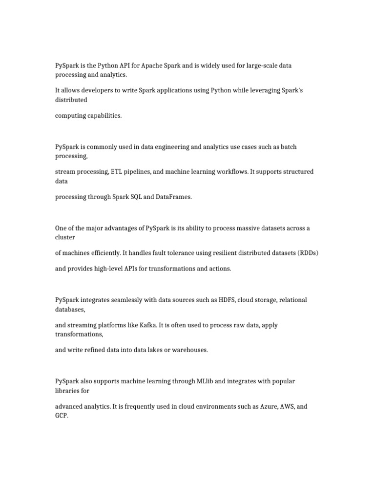 Document_2_PySpark | PDF | Apache Spark | Cloud Computing