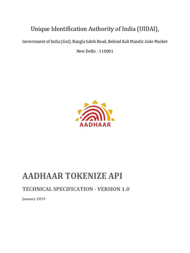 Aadhaar Tokenize API Specification 1.0 | PDF | Xml | Encryption