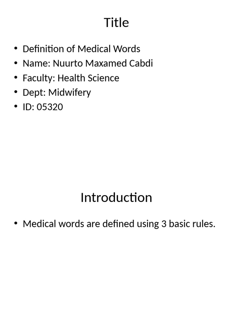 Definition of Medical Words Presentation | PDF