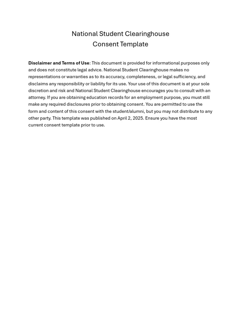 National Student Clearinghouse Consent Form | PDF