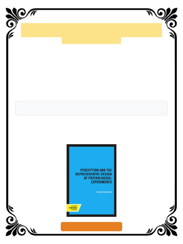Perception and the Representative Design of Psychological Experiments ...