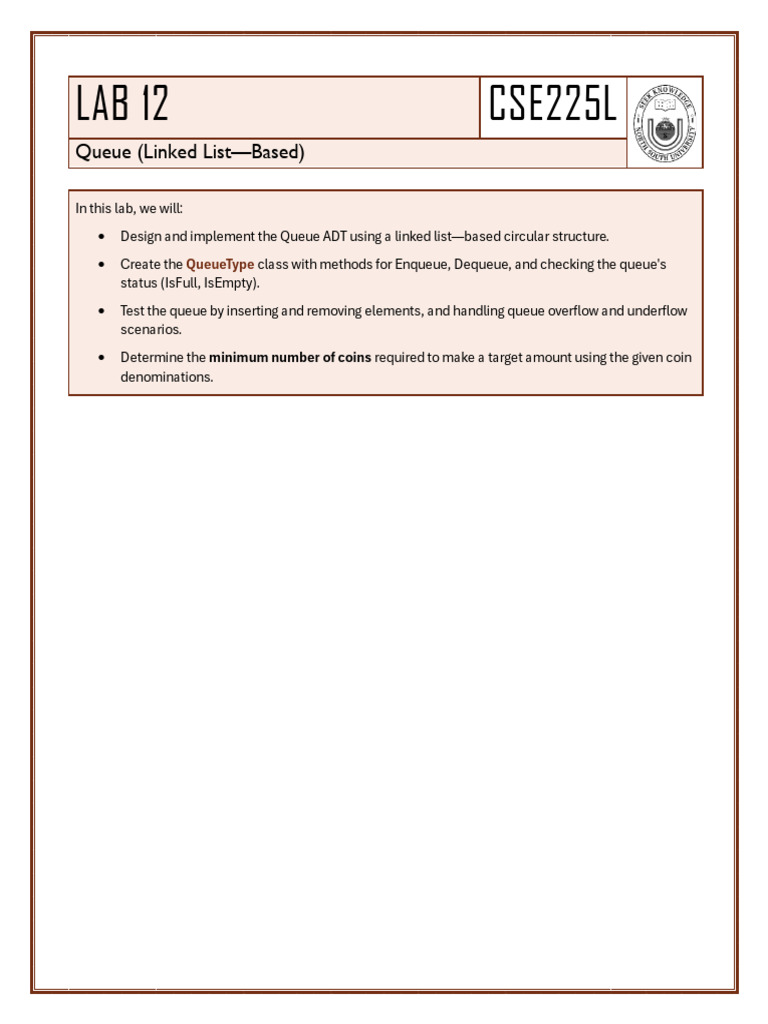 Linked List Queue Implementation Lab | PDF | Queue (Abstract Data Type ...