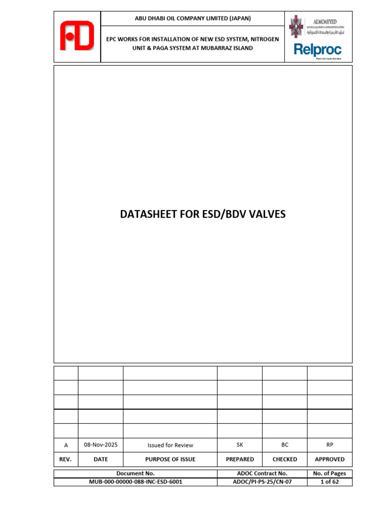 MUB-000-00000-088-INC-ESD-6001 | PDF | Valve | Mechanical Engineering