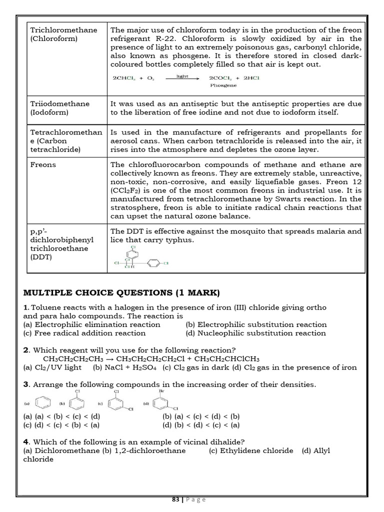 halogen derivatives | PDF | Chemical Reactions | Chlorofluorocarbon