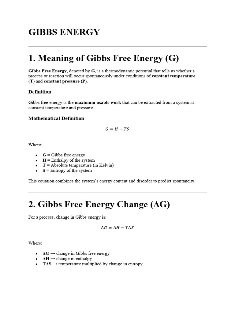 Gibbs Energy | PDF | Gibbs Free Energy | Temperature