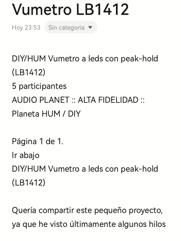 Vumetro DIY LED con LB1412 y Peak-Hold | PDF | Diodo emisor de luz ...