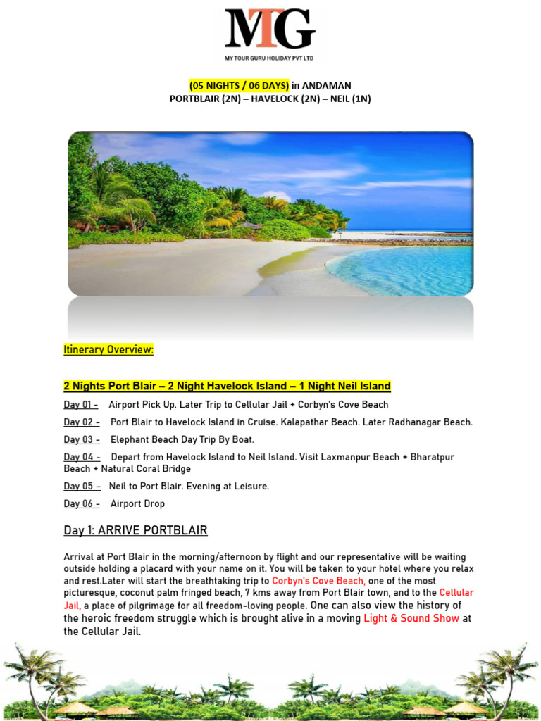 Ms. Taneesh Dey Andaman 5N 6D Package | PDF