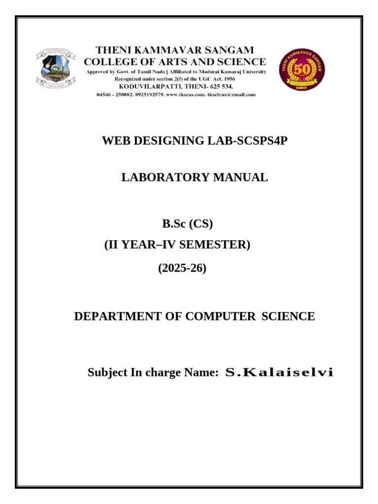 Web Designing Lab Scsps4p | PDF | World Wide Web | Internet & Web