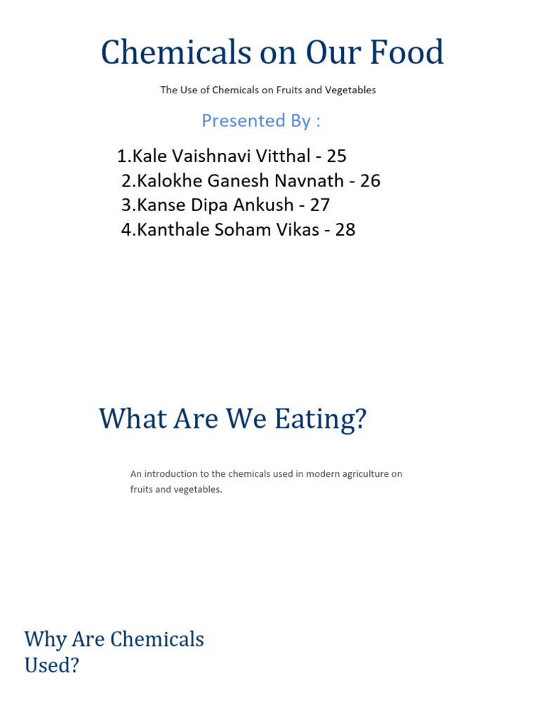 Chemicals in Fruits and Vegetables | PDF | Pesticide | Agriculture