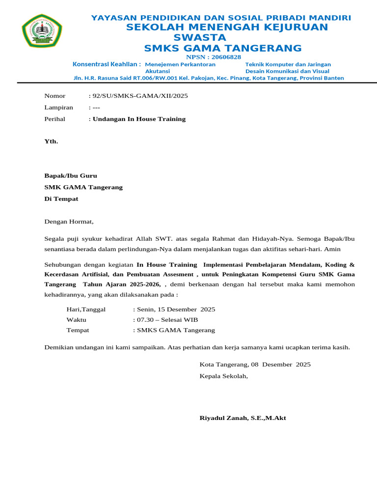 Surat Undangan Workshop | PDF