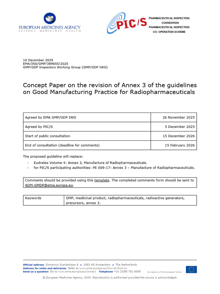 Revision of GMP Annex 3 for Radiopharmaceuticals | PDF