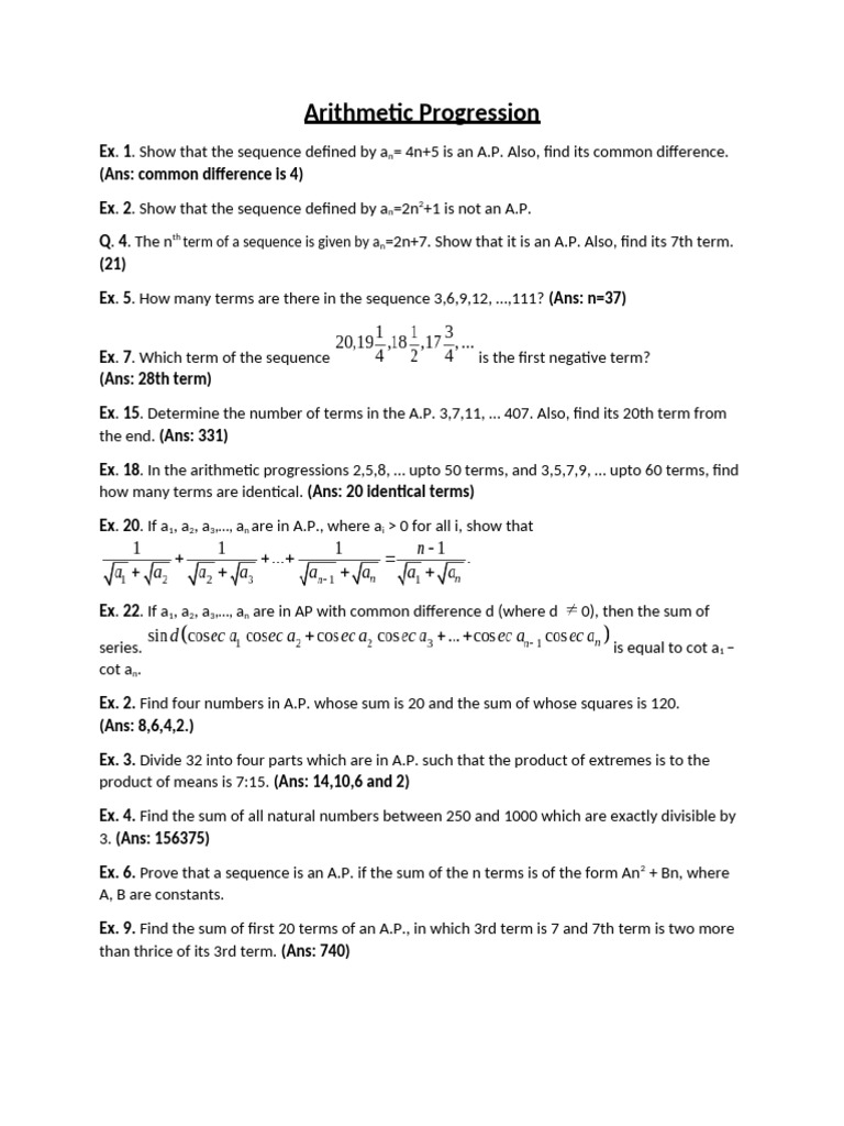 Understanding Arithmetic Progressions | PDF | Speed | Mathematical Concepts