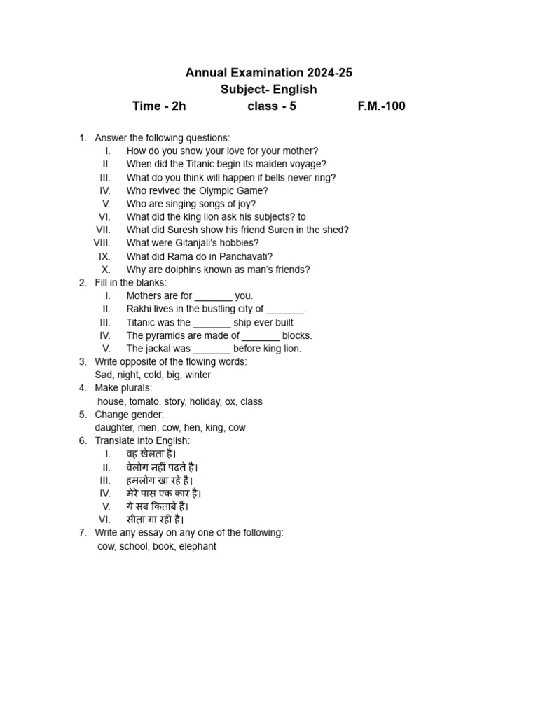 Class-5 English | PDF