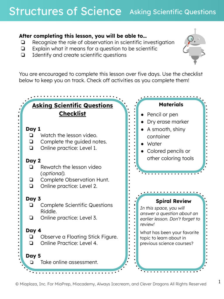 Asking Scientific Questions Guide | PDF | Drawing | Scientific Method