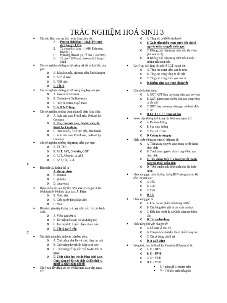 Hoá Sinh 3 ABC | PDF
