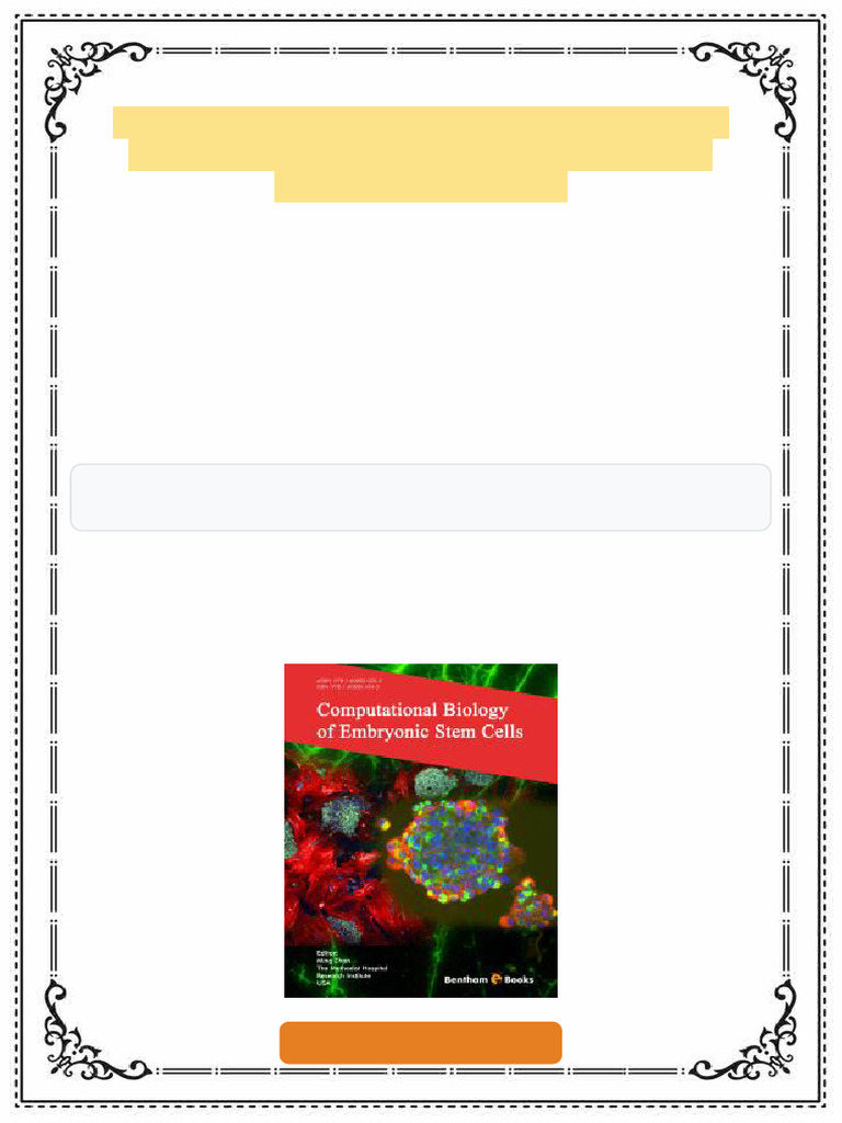 Computational Biology of Embryonic Stem Cells 1st Edition Ming Zhan ebook chapter-indexed pdf ...