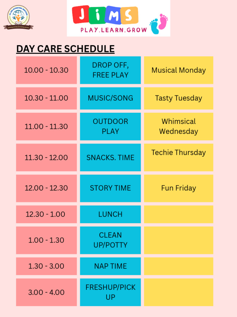 Day Care Schedule | PDF