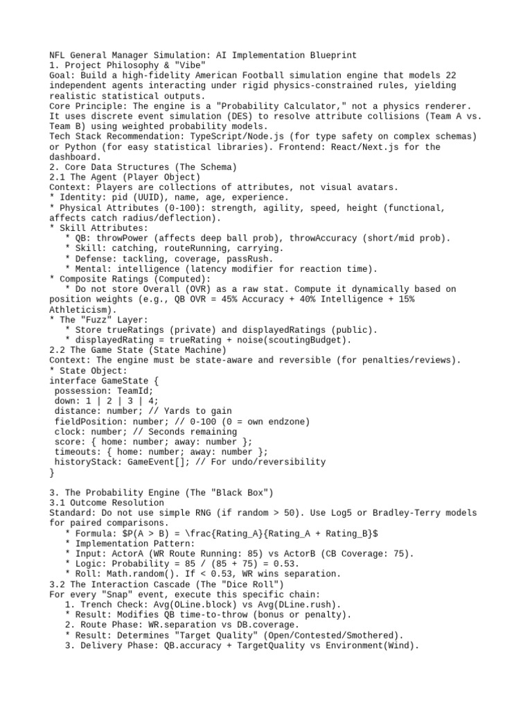 NFL GM Simulation AI Blueprint | PDF | Artificial Intelligence ...