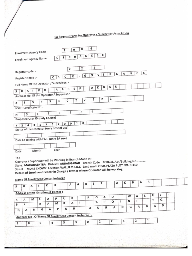 Ea Request Form For Operator | PDF