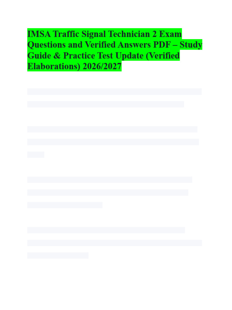 IMSA Traffic Signal Technician Exam Guide | PDF | Pedestrian Crossing ...
