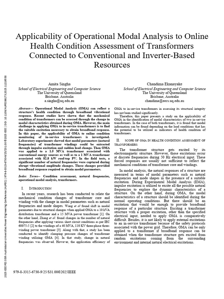 Applicability of Operational Modal Analysis To Online Health Condition ...