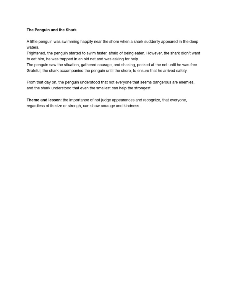 Narrative, The Penguin and the Shark | PDF